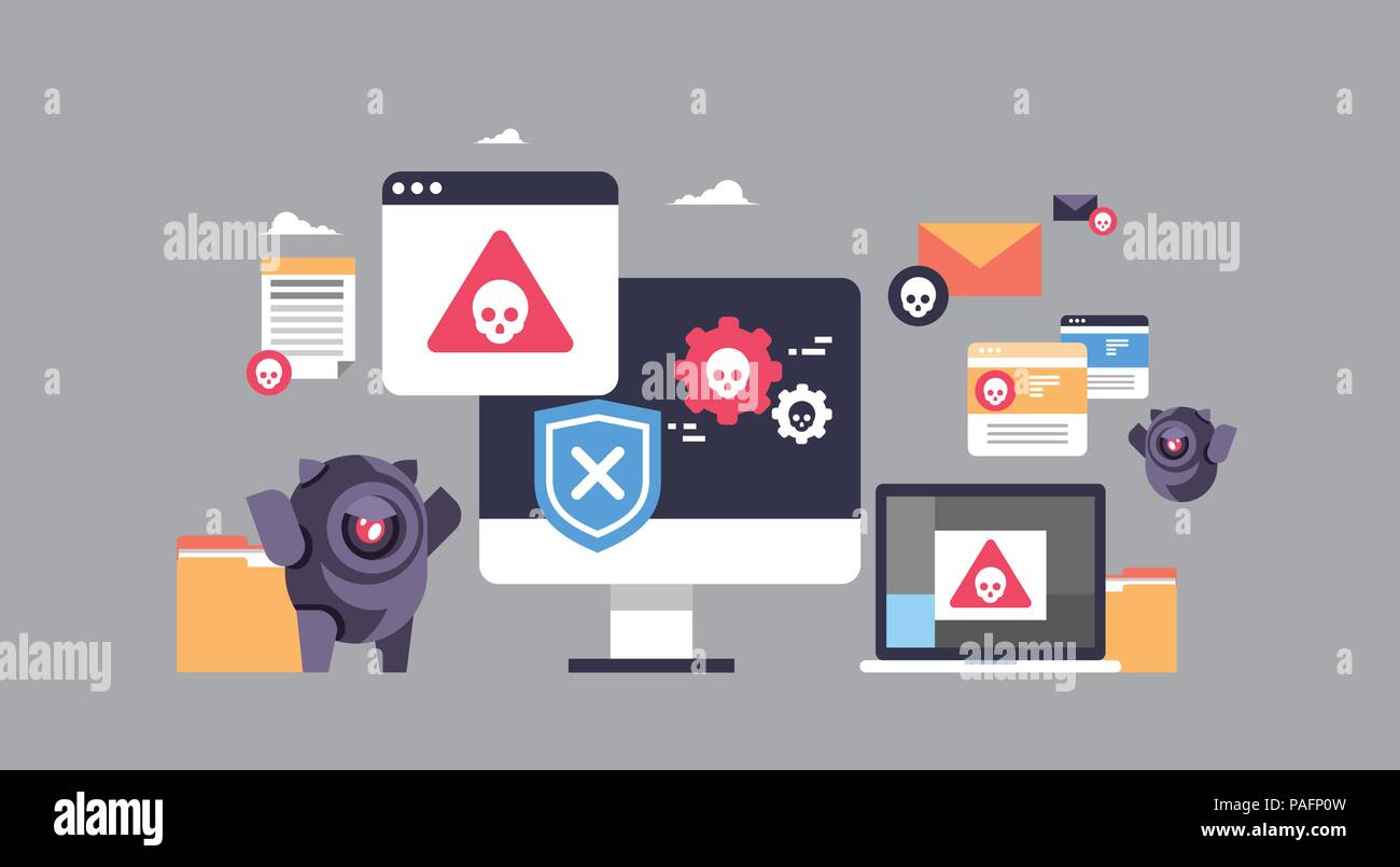 virus bot robot hacker danger piracy error background pirate attack ...