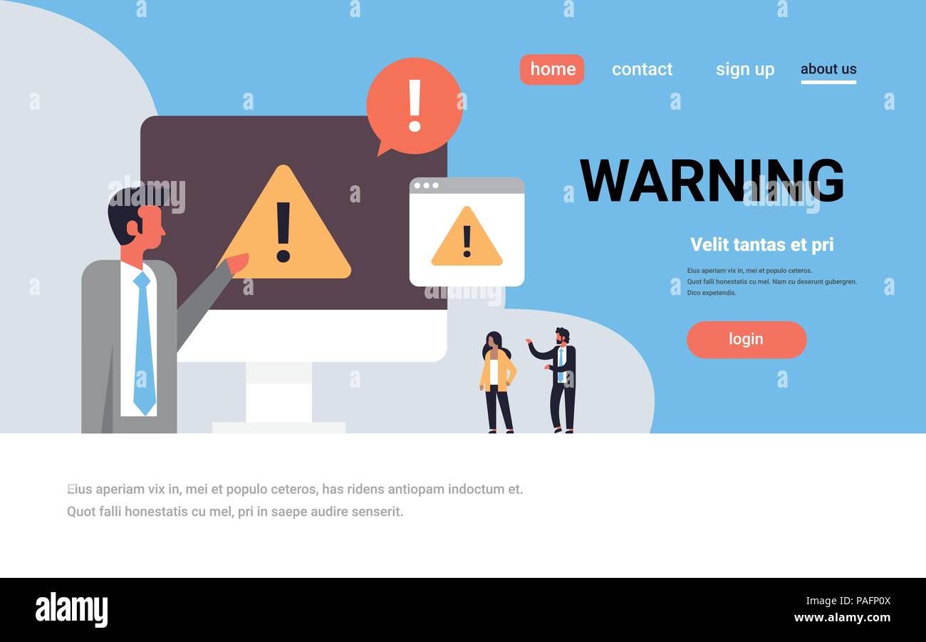 warning concept danger piracy error background businessman problem ...