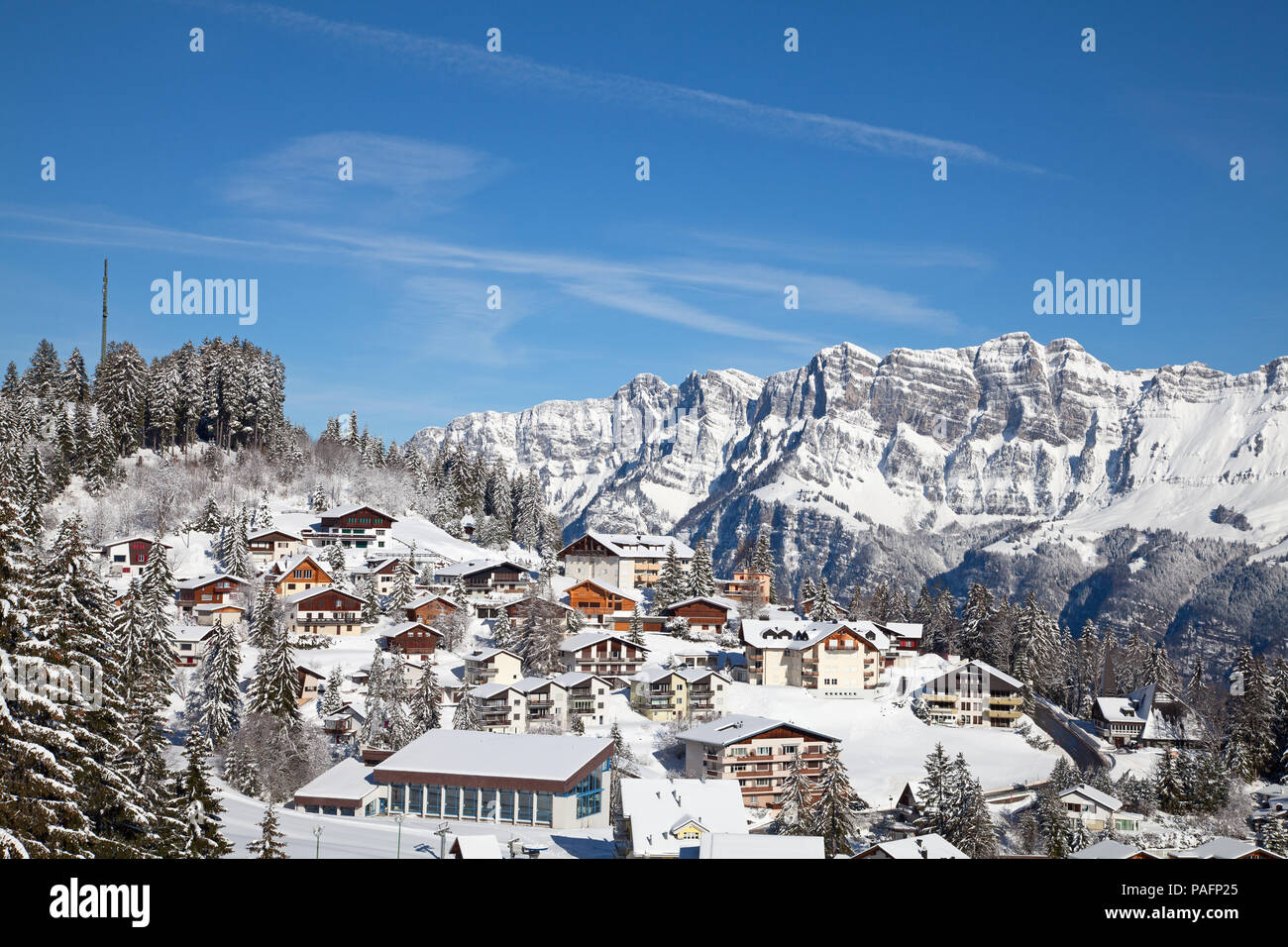 Slope on the skiing resort Flumserberg. Switzerland Stock Photo - Alamy