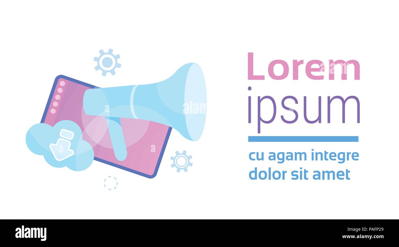 mobile synchronization cloud application megaphone interface concept ...