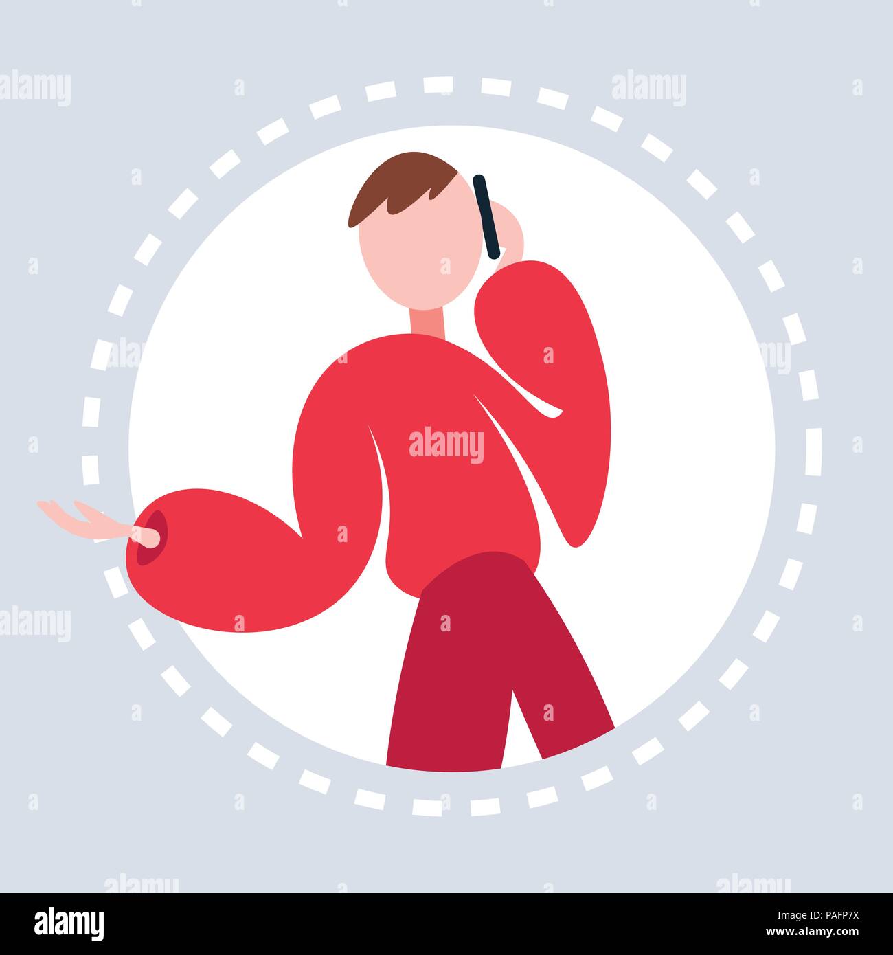 man phone calling round frame gray background faceless male cartoon ...