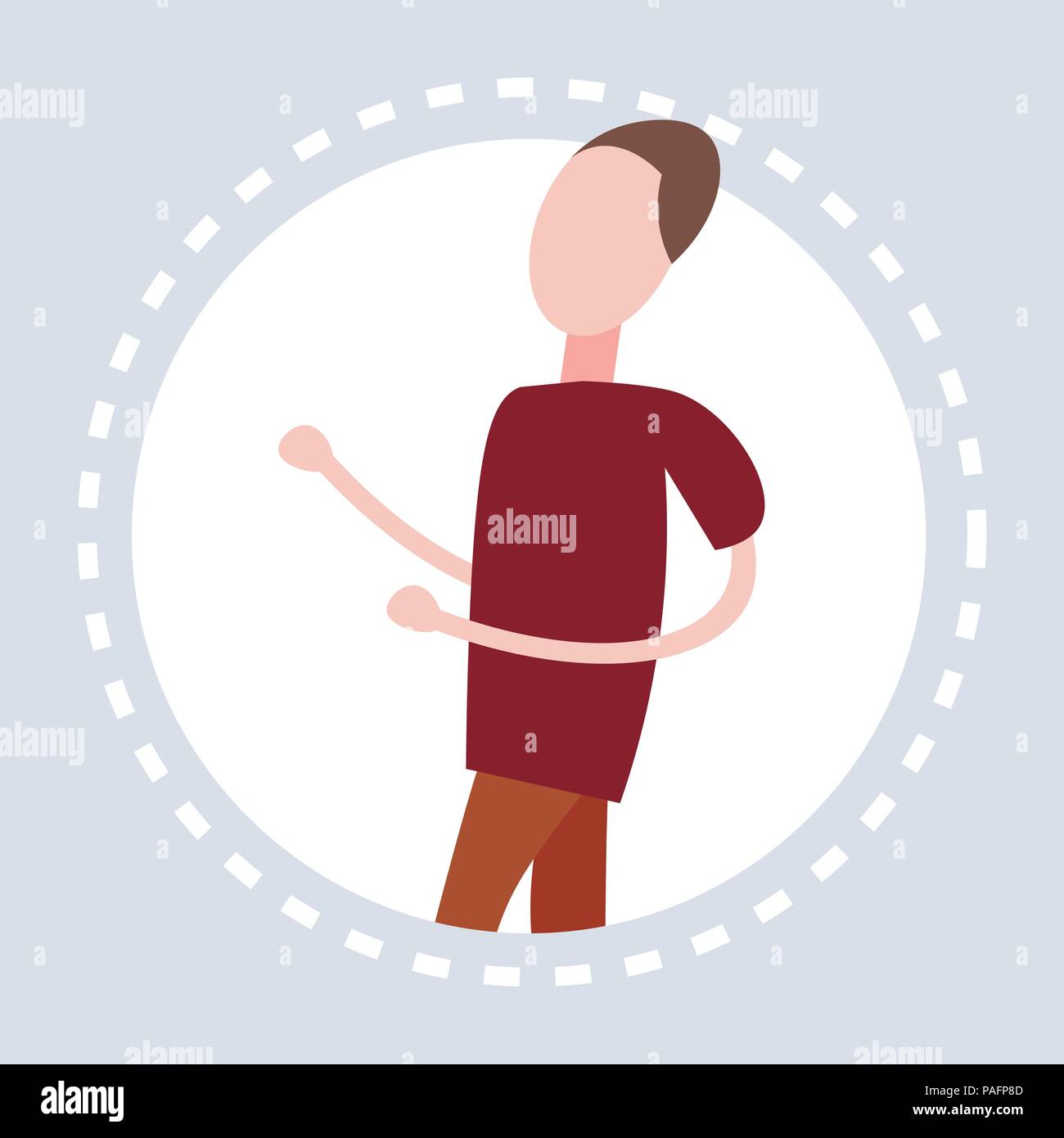 casual man on round frame gray background faceless male cartoon ...