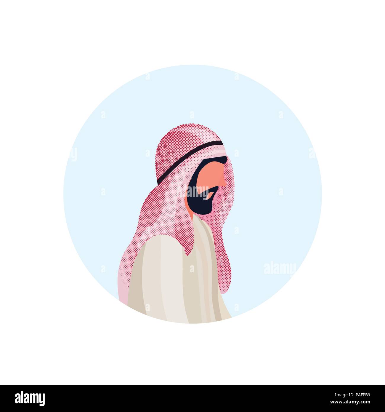 arab man beard profile avatar icon isolated male traditional clothes ...