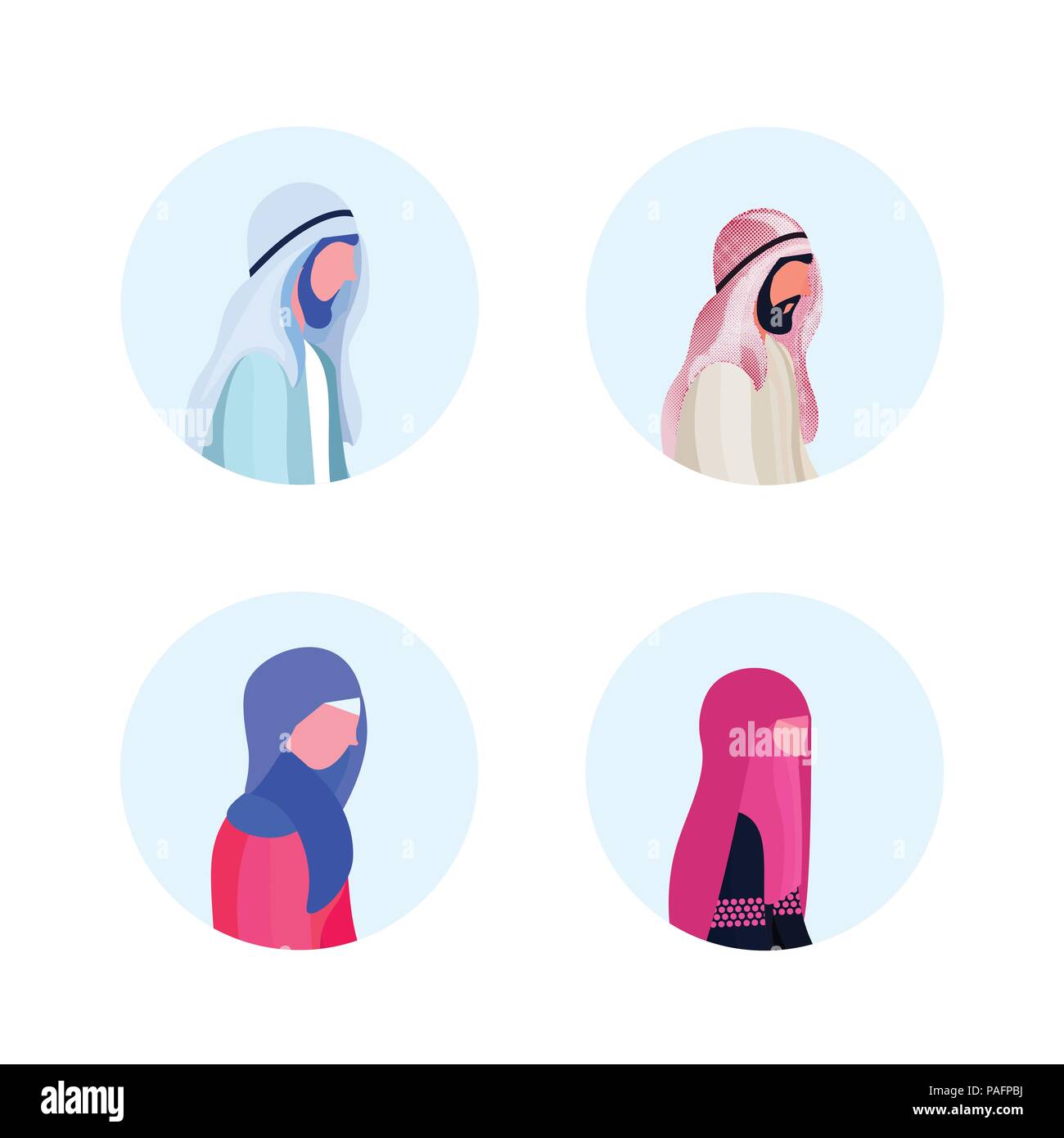 set arab man woman profile avatar icon isolated female male traditional ...