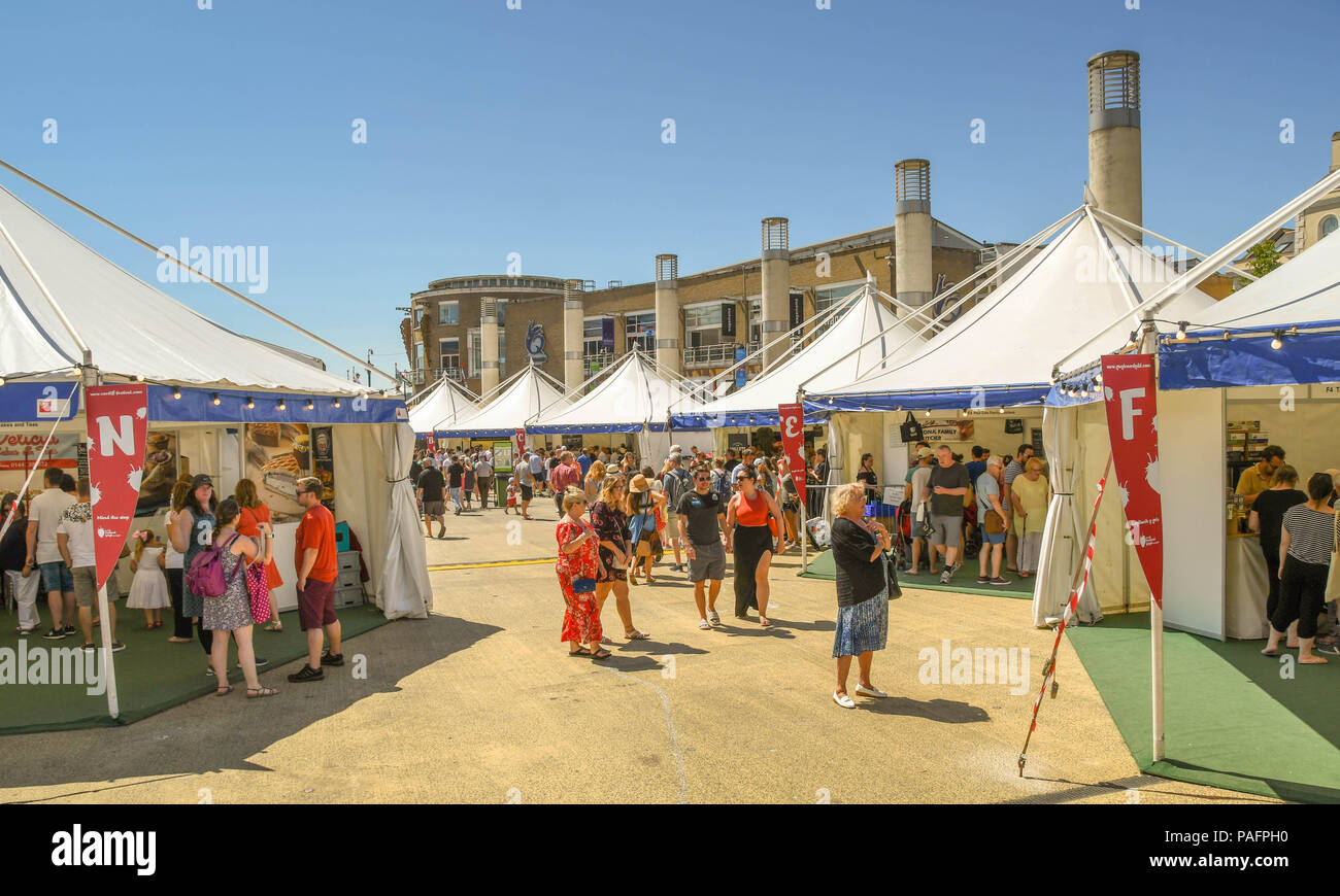 Visitors walking around the stalls at the Cardiff Food Festival, which ...