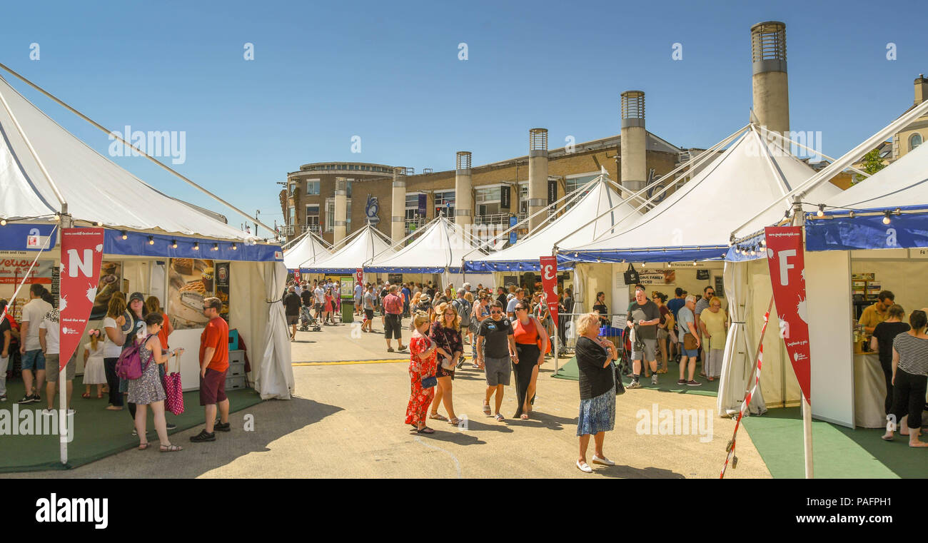 Visitors walking around the stalls at the Cardiff Food Festival, which ...