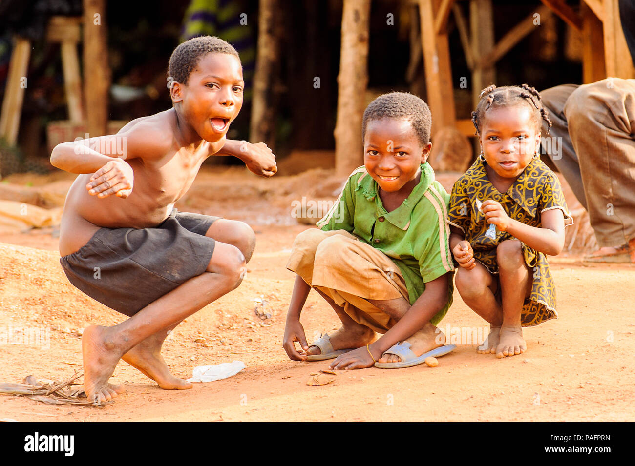 PORTO-NOVO, BENIN - MAR 8, 2012: Unidentified Beninese little children ...