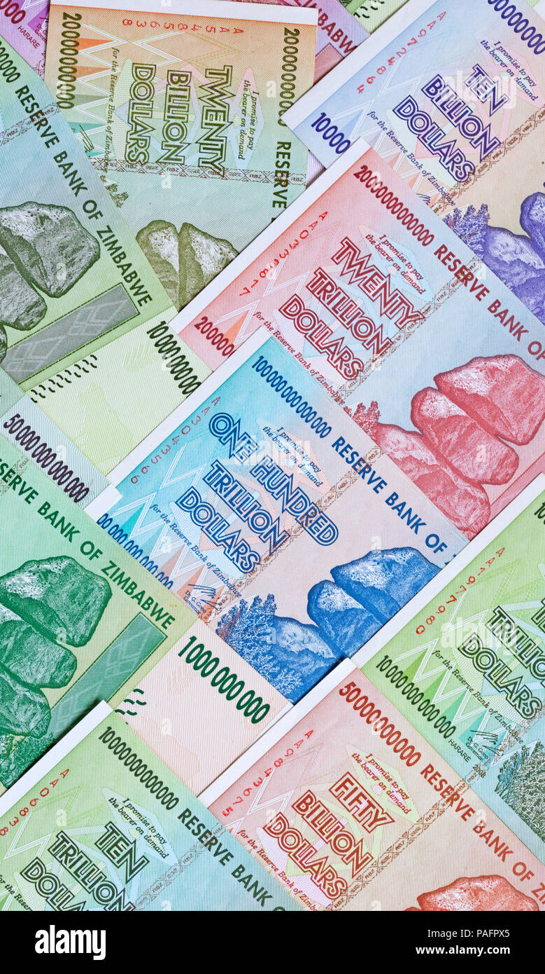 Banknotes of Zimbabwe after hyperinflation Stock Photo - Alamy