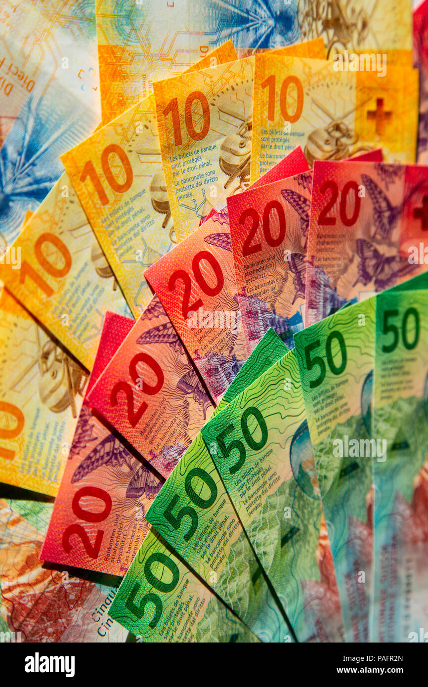Collection of the new swiss banknotes (issued in 2017 Stock Photo - Alamy