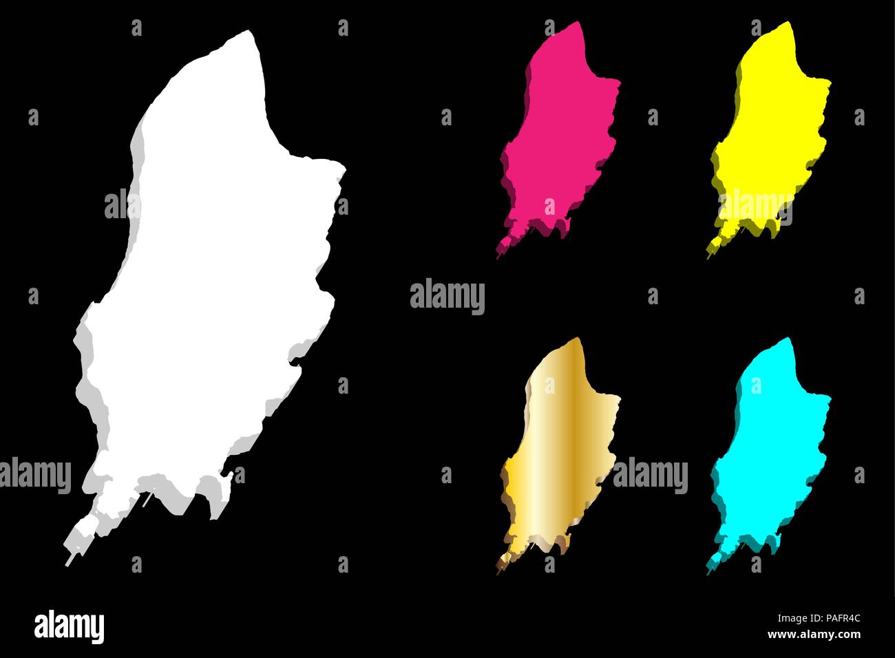 3D map of Isle of Man - white, yellow, purple, blue and gold - vector ...