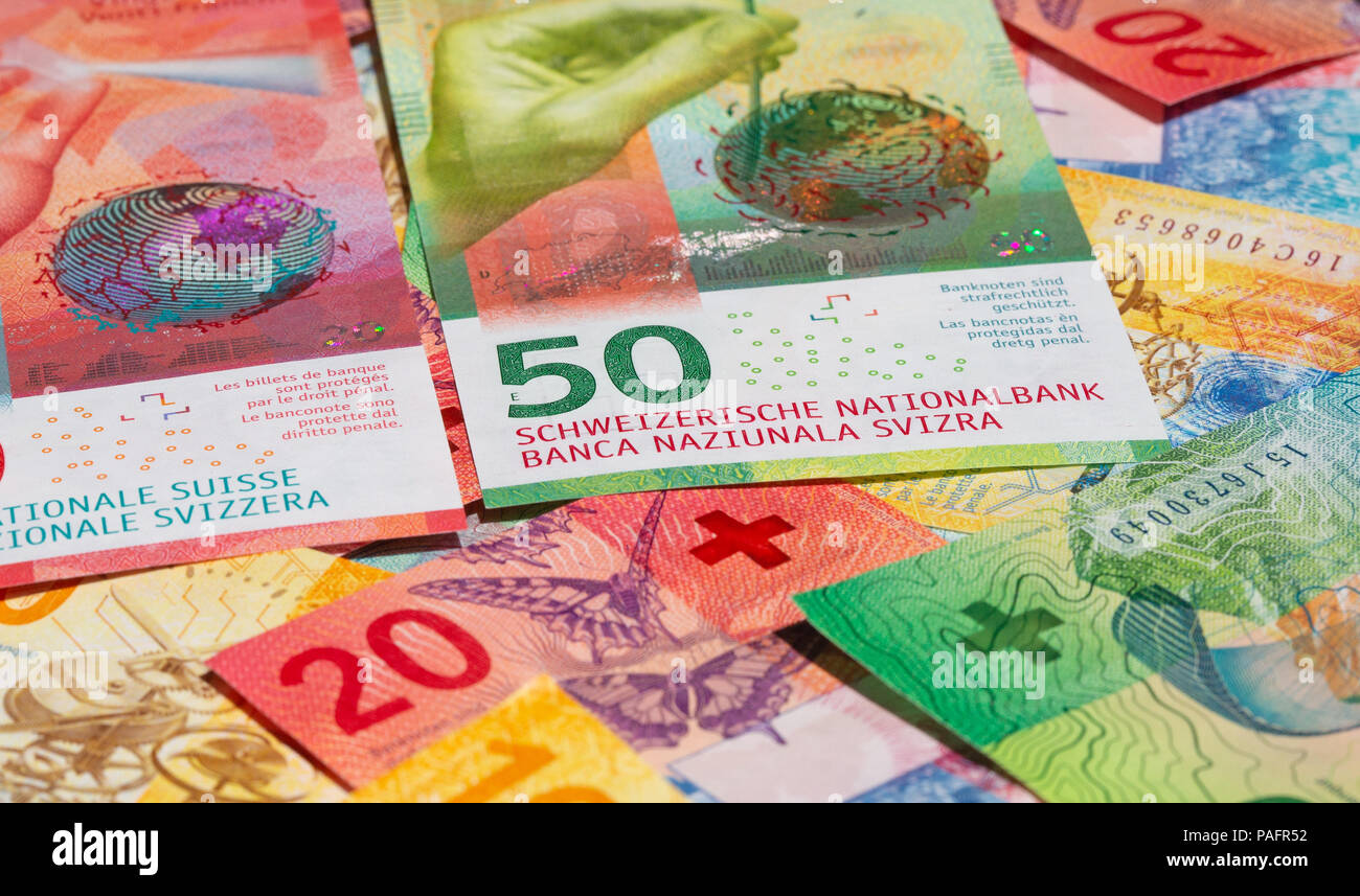 Collection of the new swiss banknotes (issued in 2017 Stock Photo - Alamy