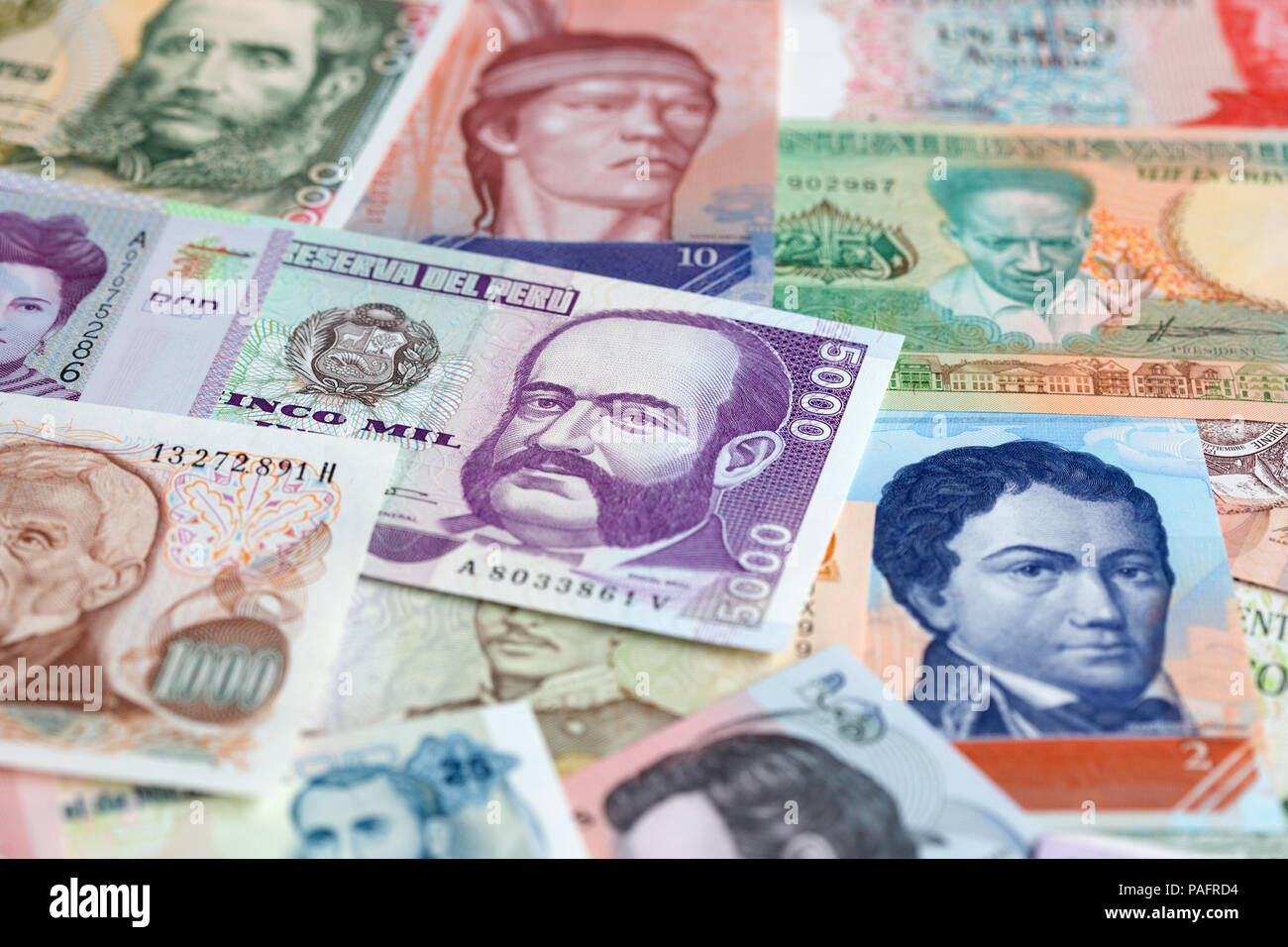 Variety of South American banknotes Stock Photo - Alamy