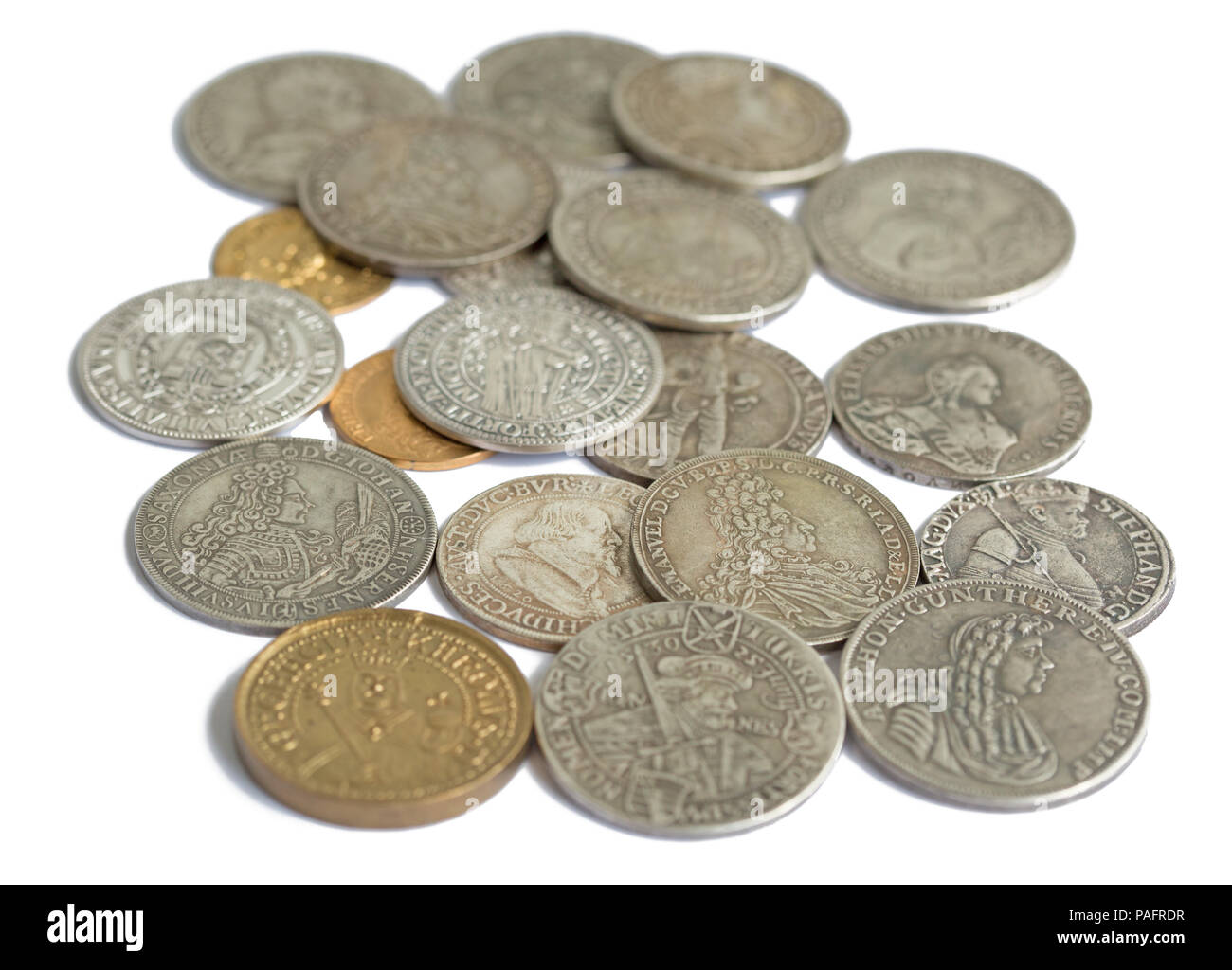 Collection of the medieval coins on the white background Stock Photo ...