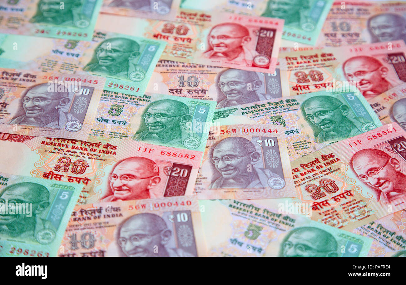Collection of the Indian banknotes Stock Photo - Alamy