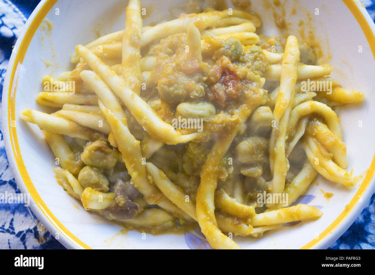 macaroni made at home with ground broad beans Stock Photo - Alamy