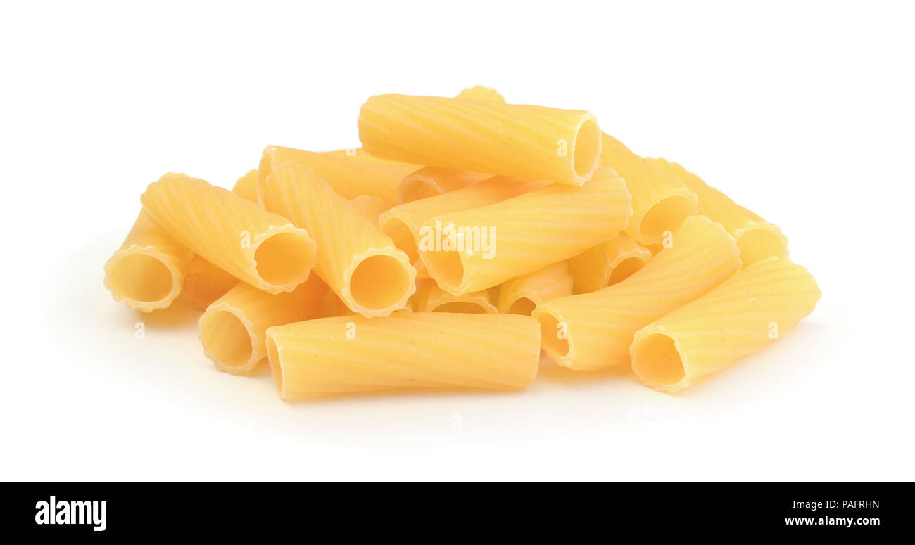 Pile of uncooked dry macaroni pasta isolated on a white background ...