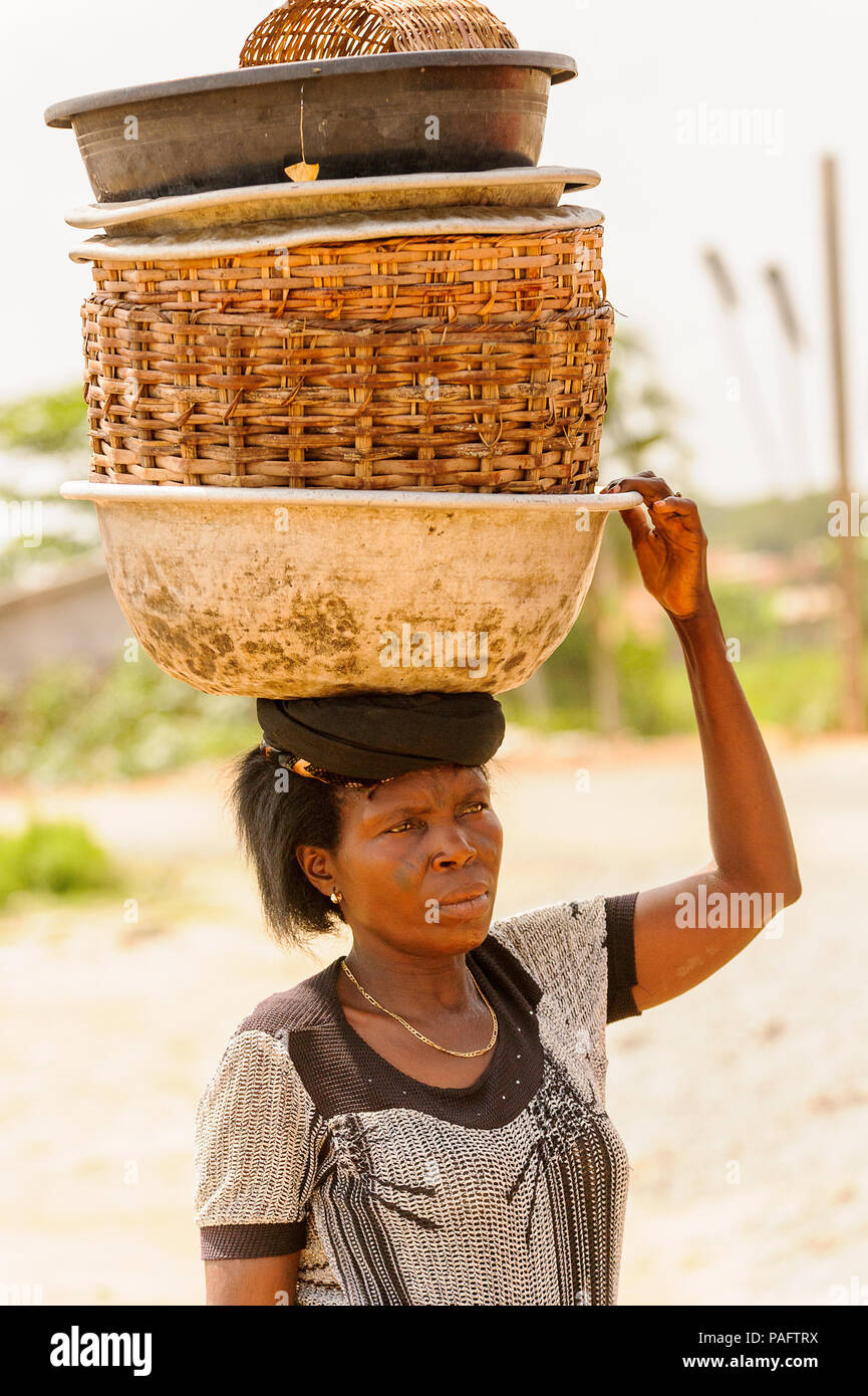 PORTO-NOVO, BENIN - MAR 9, 2012: Unidentified Beninese woman with ...