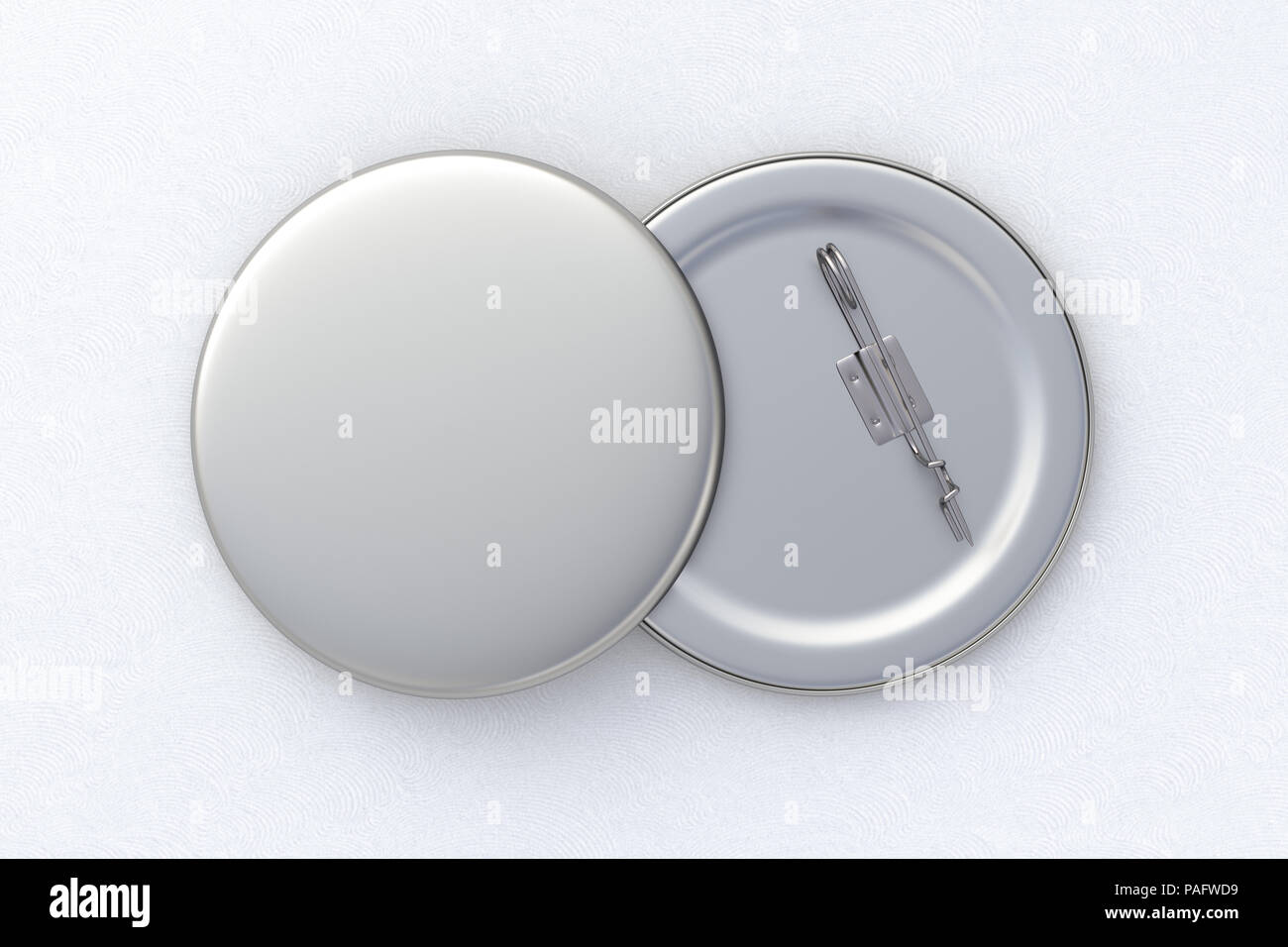 Blank silver badge pin brooch isolated on white background. 3d ...