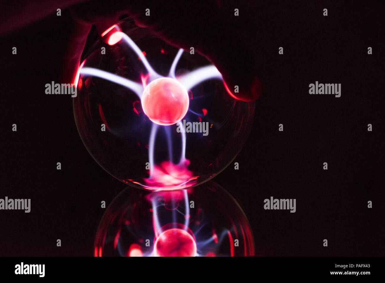 Electricity fire-ball. Abstract photo of electric waves. Static ...