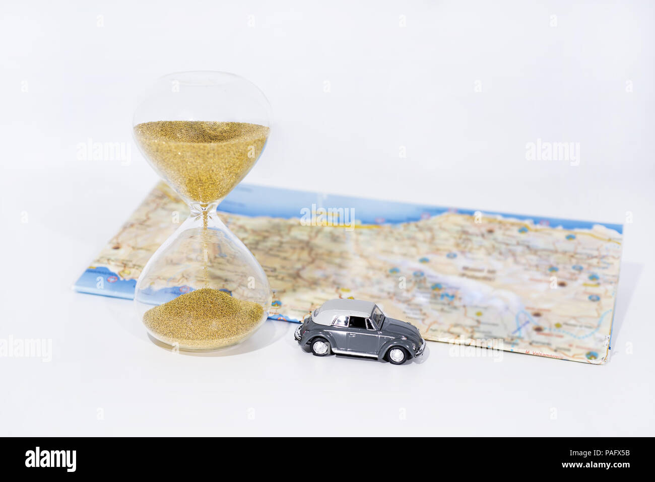 Abstract comparison of travel. Plane and car model isolated on white ...