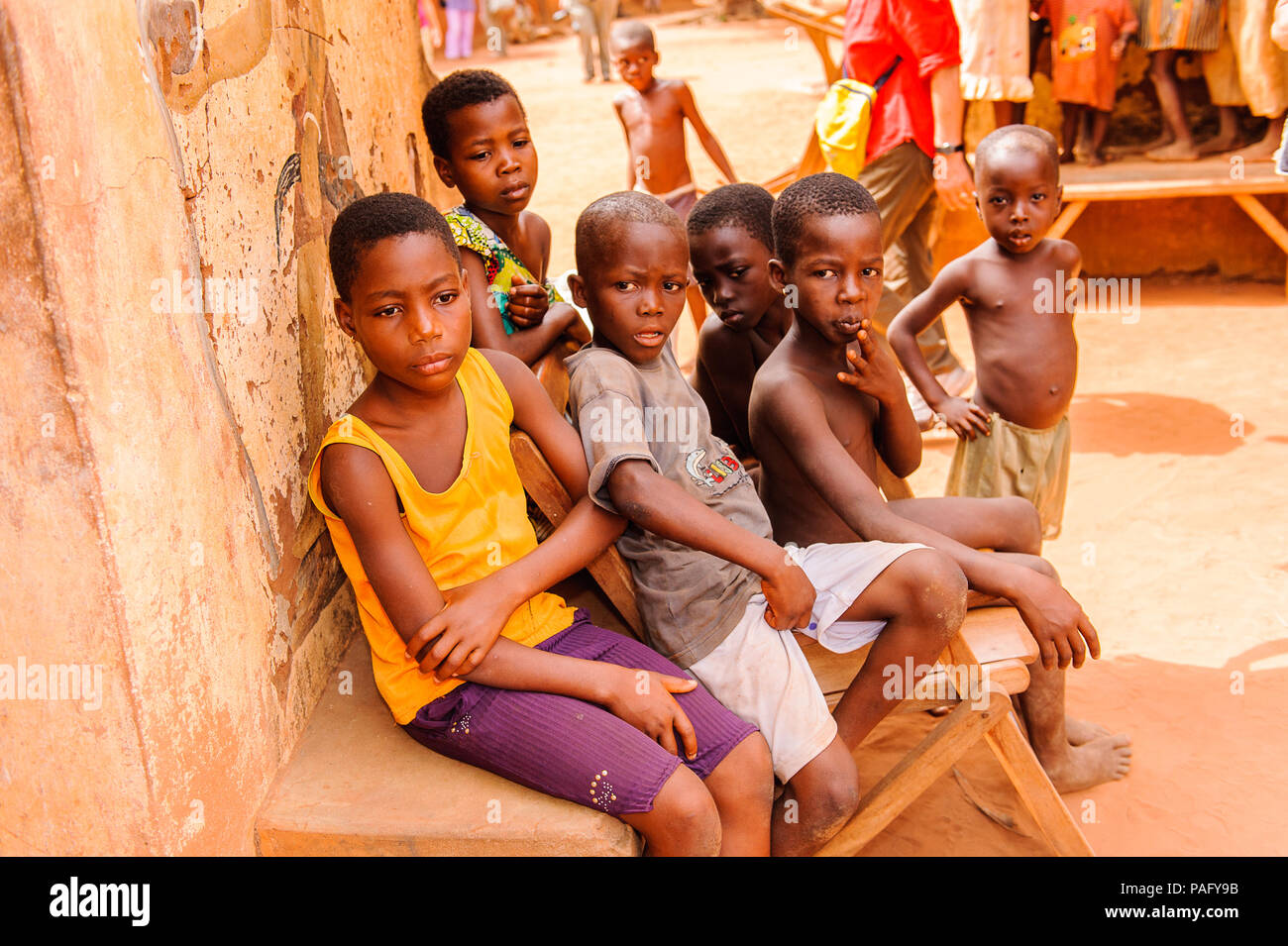 KARA, TOGO - MAR 11, 2012: Unidentified Togolese children watch the ...