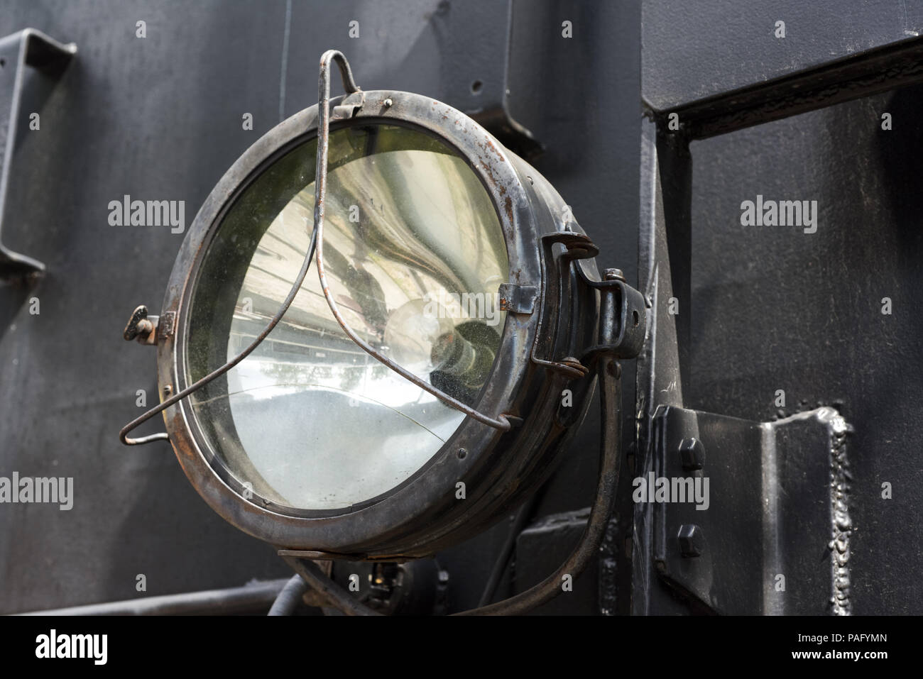 Big black headlight of old tractor. Abstract photo Stock Photo - Alamy