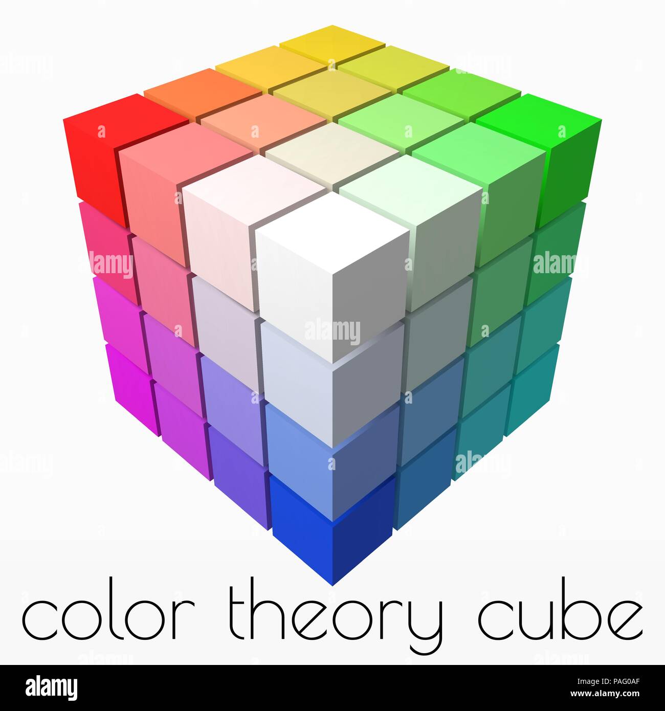 4x4 cubes makes color gradient in shape of big cube. 3d style vector ...