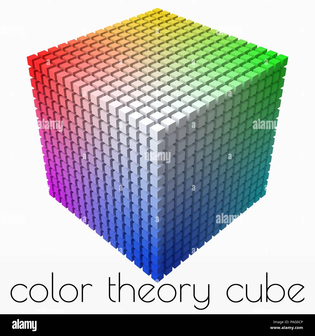 extra small cubes makes color gradient in shape of big cube. 3d style ...