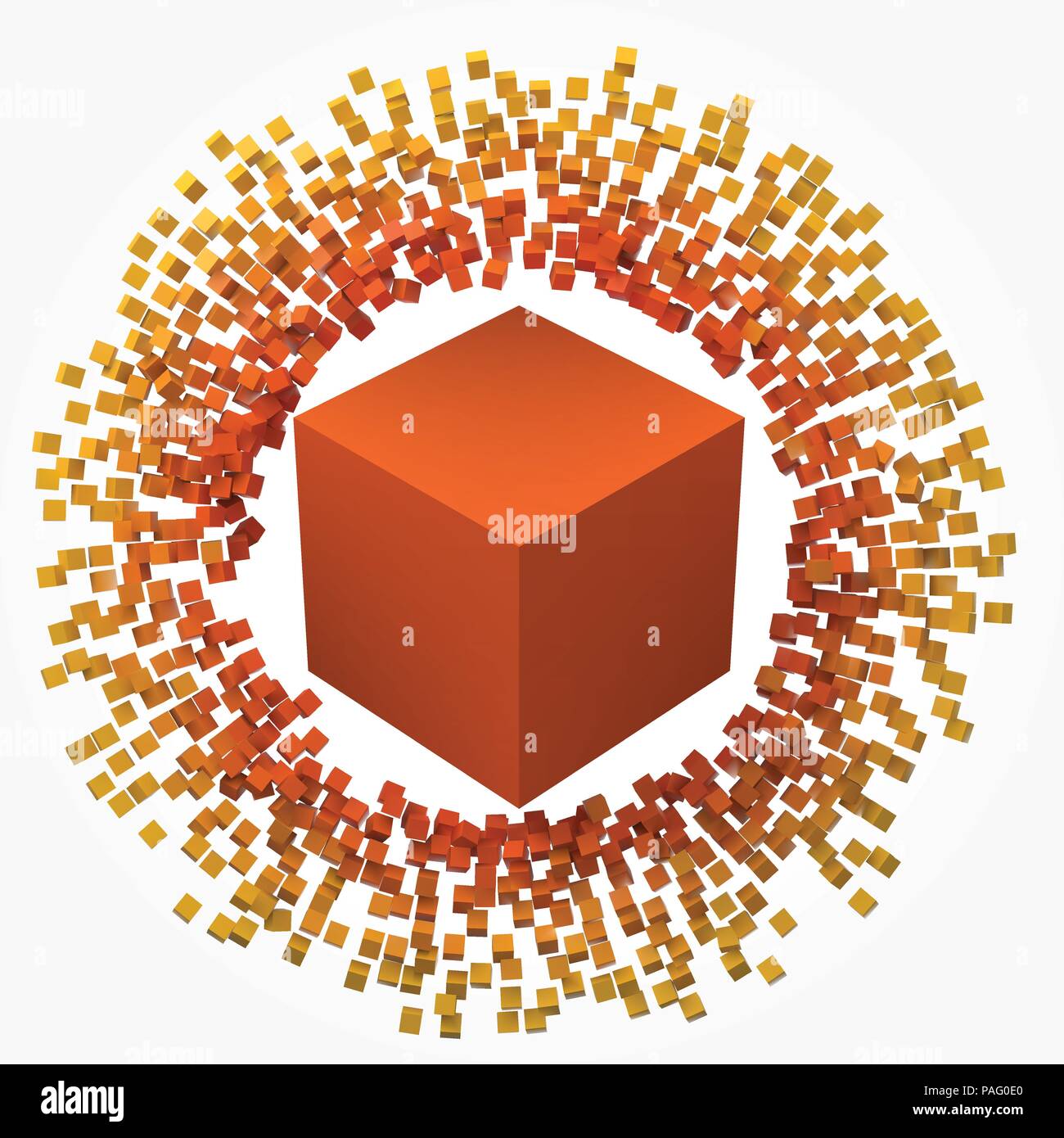 small cubes around big one. 3d style vector illustration Stock Vector ...