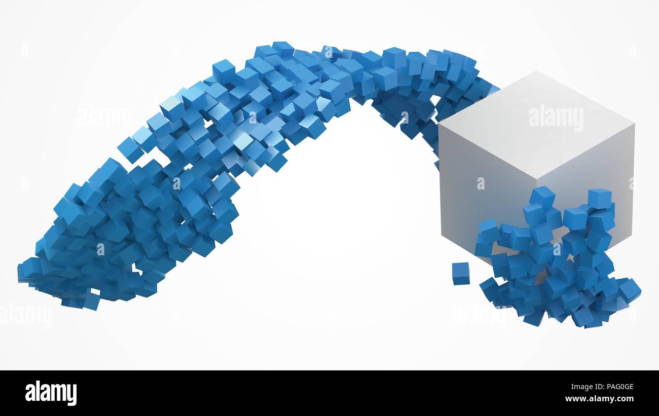 big white cube and small cubes flow. 3d style vector illustration Stock ...