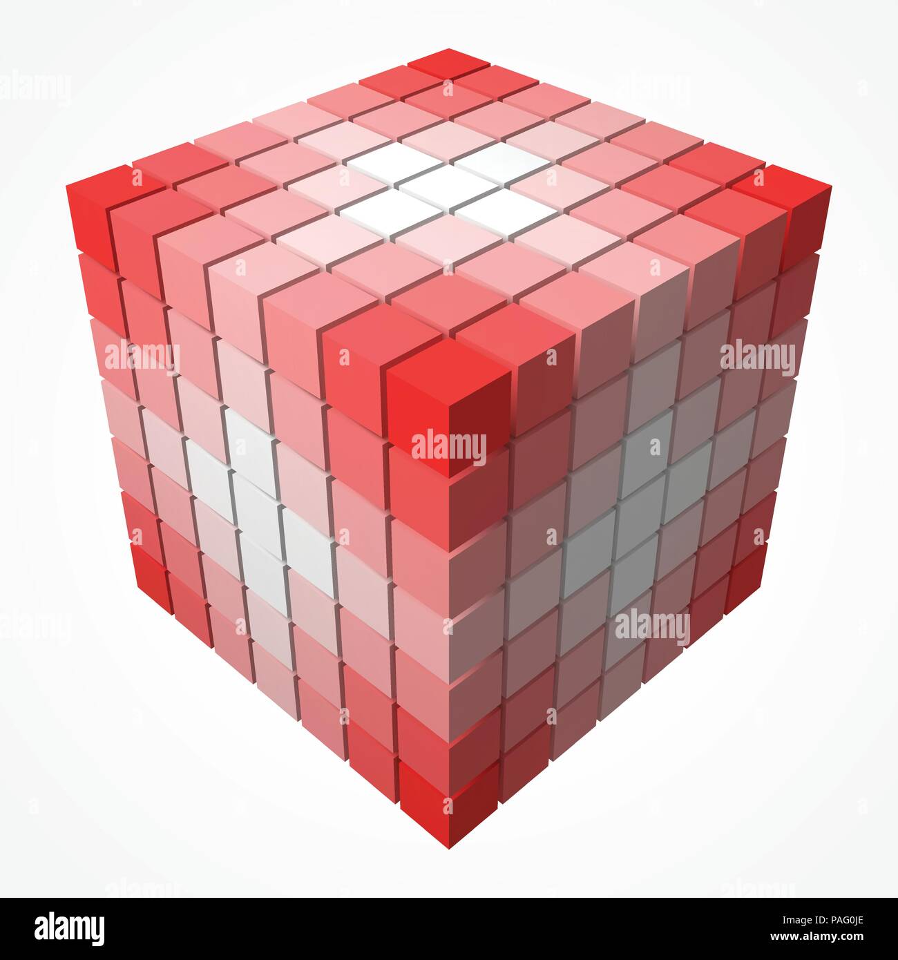 small cubes makes color gradient in shape of big cube. 3d style vector ...