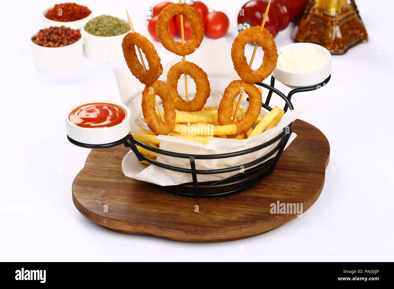 Onion rings french fries hi-res stock photography and images - Alamy