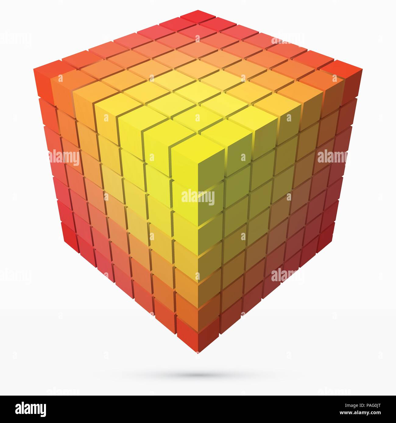Small Cubes Makes Color Gradient In Shape Of Big Cube 3d Style Vector Illustration Stock Vector