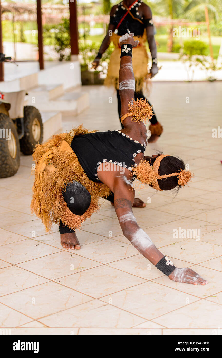 GABON - MARCH 6, 2013: Unidentified Gabonese man with white paint and ...