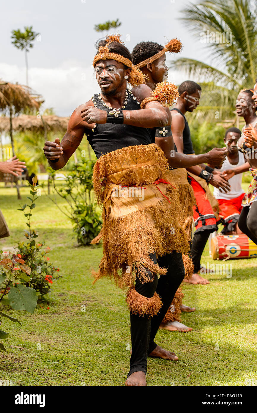 FRANCEVILLE, GABON - MARCH 6, 2013: Unidentified Gabonese man in white ...