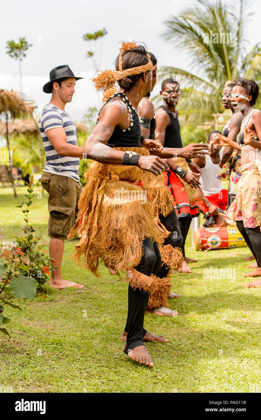 FRANCEVILLE, GABON - MARCH 6, 2013: Unidentified Gabonese man in white ...