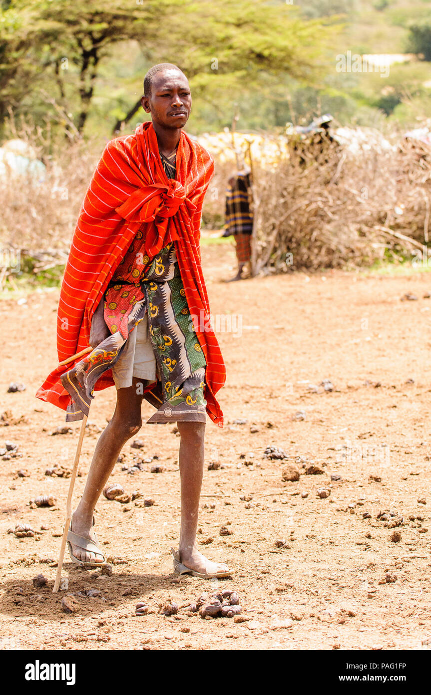 AMBOSELI, KENYA - OCTOBER 10, 2009: Portrait of an unidentified Massai ...