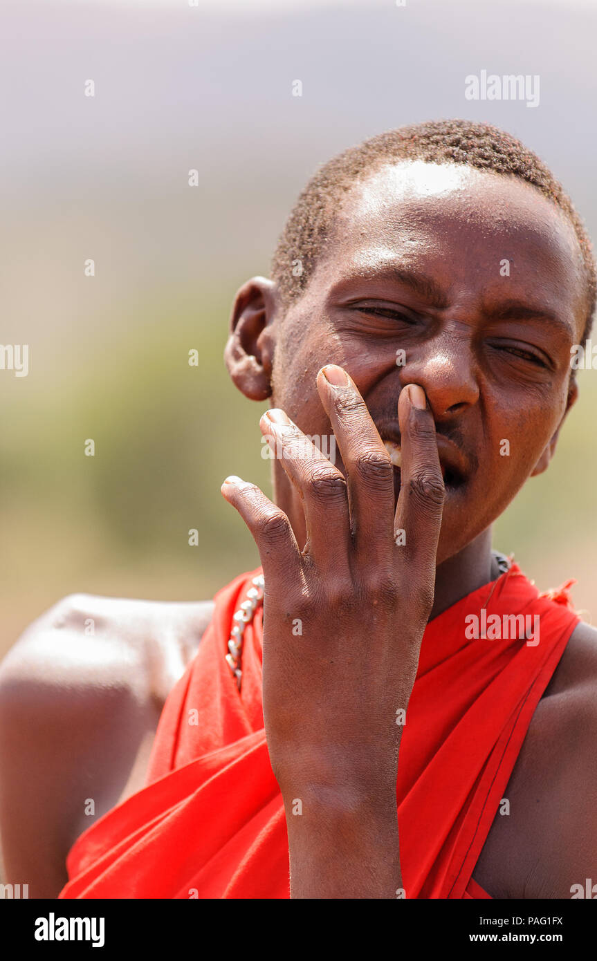 AMBOSELI, KENYA - OCTOBER 10, 2009: Portrait of an unidentified Massai ...