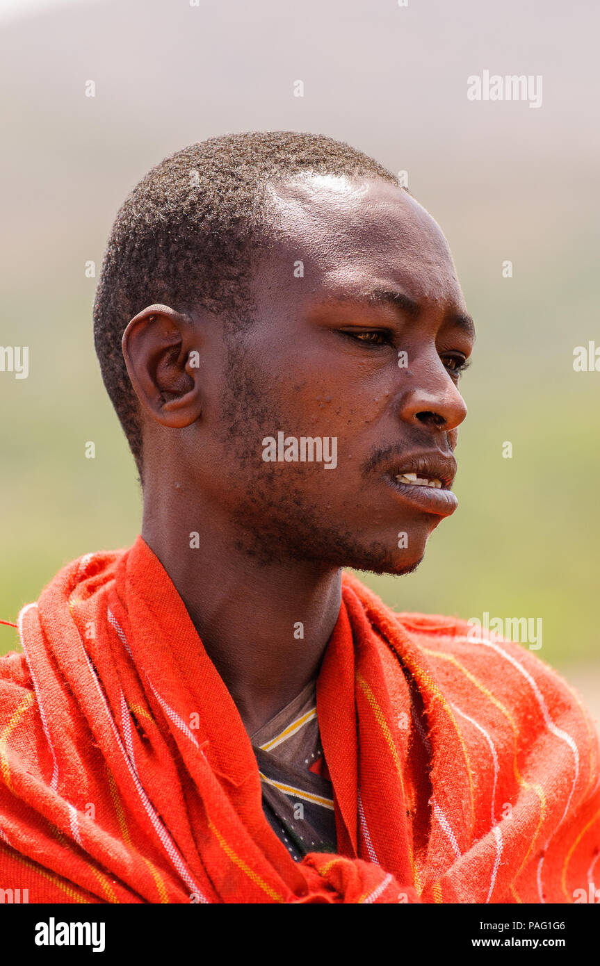 AMBOSELI, KENYA - OCTOBER 10, 2009: Portrait of an unidentified Massai ...