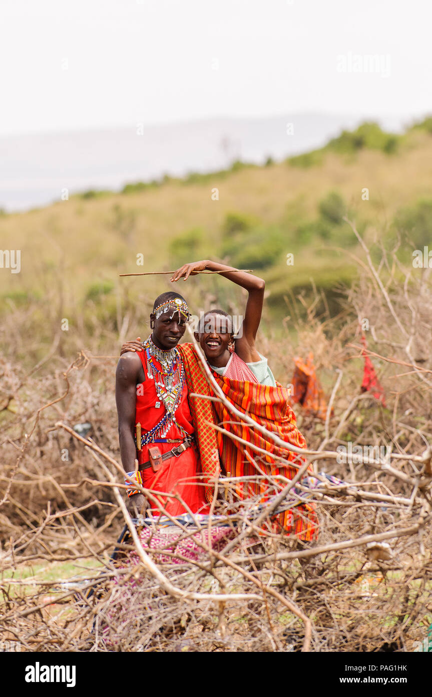 AMBOSELI, KENYA - OCTOBER 10, 2009: Unidentified Massai husband and ...