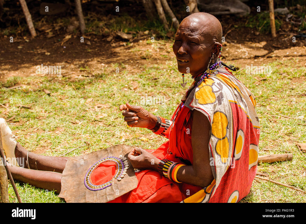 AMBOSELI, KENYA - OCTOBER 10, 2009: Portrait of an unidentified Massai ...