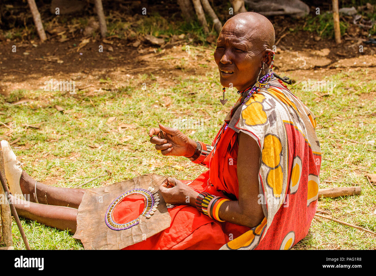AMBOSELI, KENYA - OCTOBER 10, 2009: Portrait of an unidentified Massai ...
