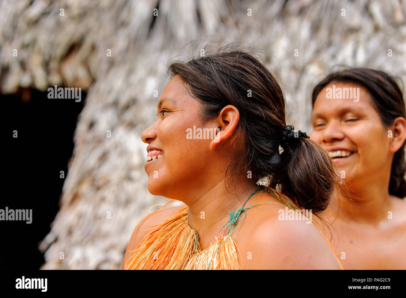 AMAZONIA, PERU - NOV 10, 2010: Unidentified Amazonian indigenous two ...