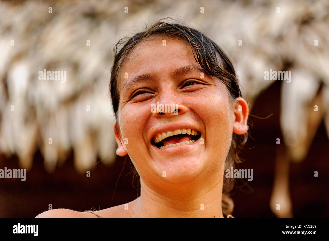 AMAZONIA, PERU - NOV 10, 2010: Unidentified Amazonian indigenous girl ...