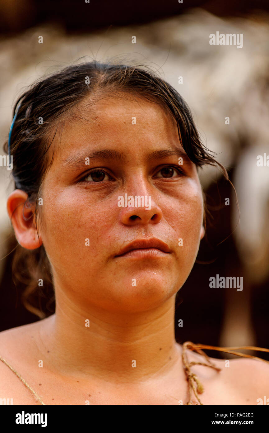 AMAZONIA, PERU - NOV 10, 2010: Unidentified Amazonian indigenous girl ...