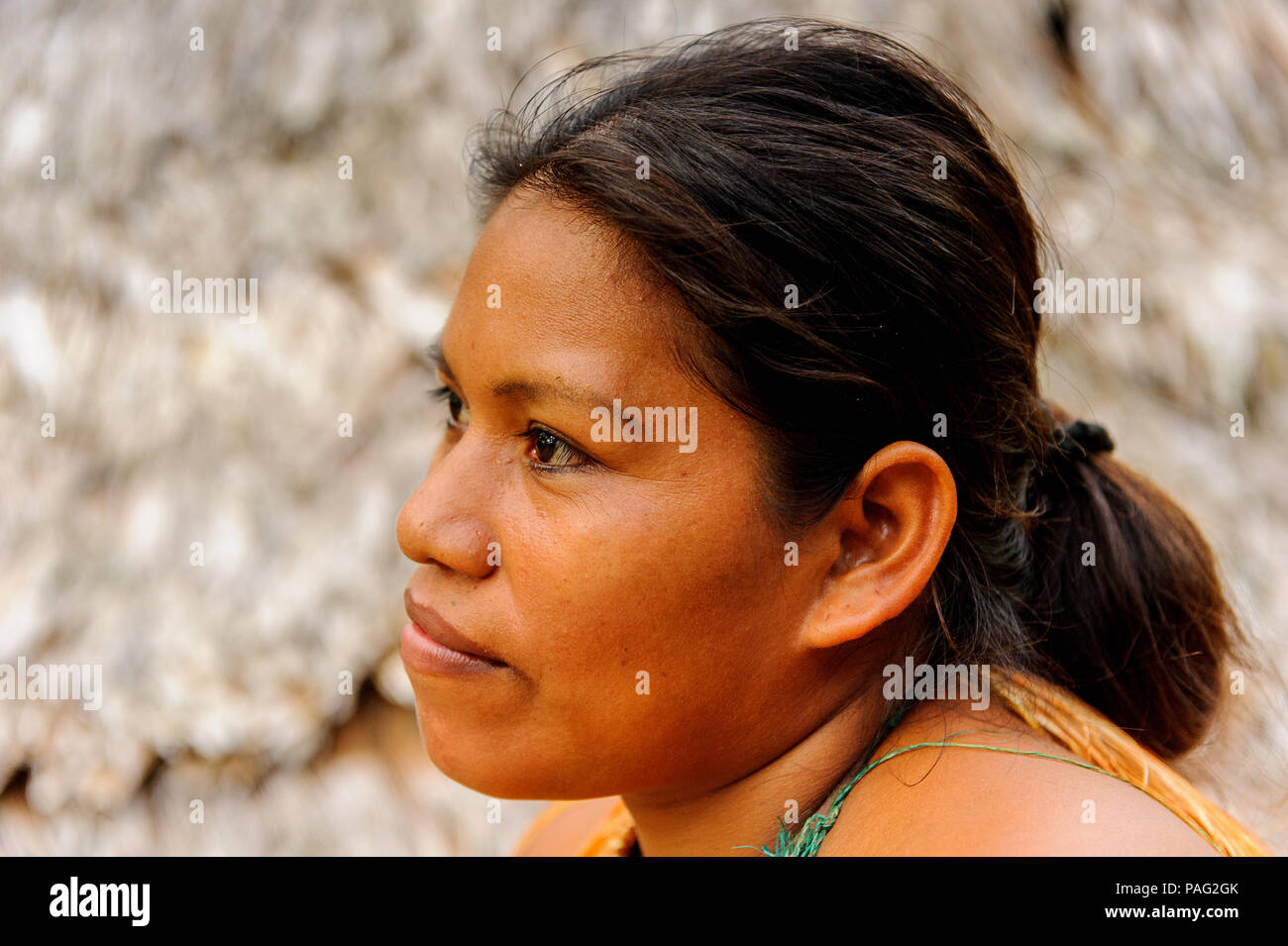AMAZONIA, PERU - NOV 10, 2010: Unidentified Amazonian indigenous girl ...