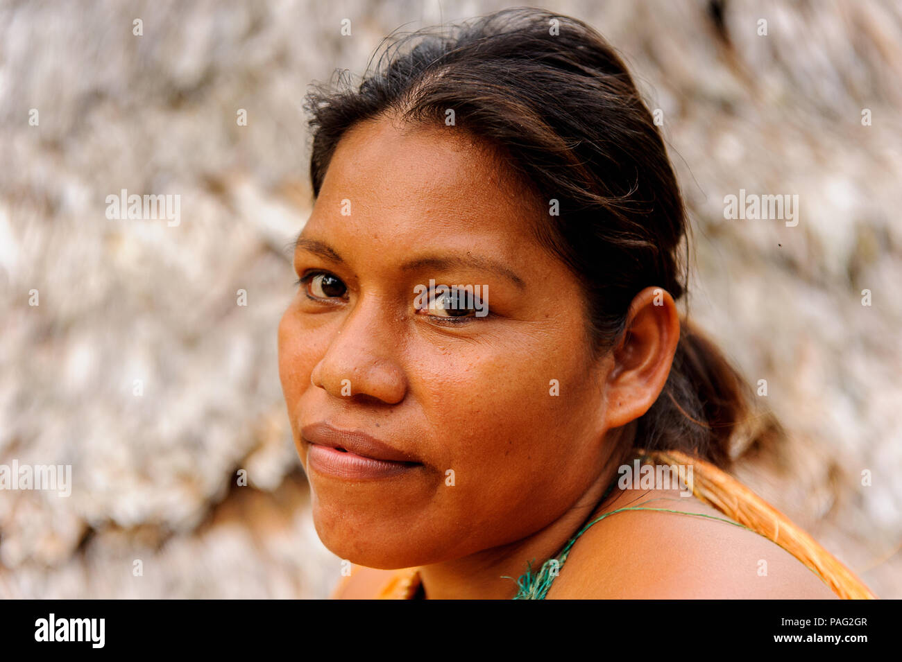 AMAZONIA, PERU - NOV 10, 2010: Unidentified Amazonian indigenous girl ...