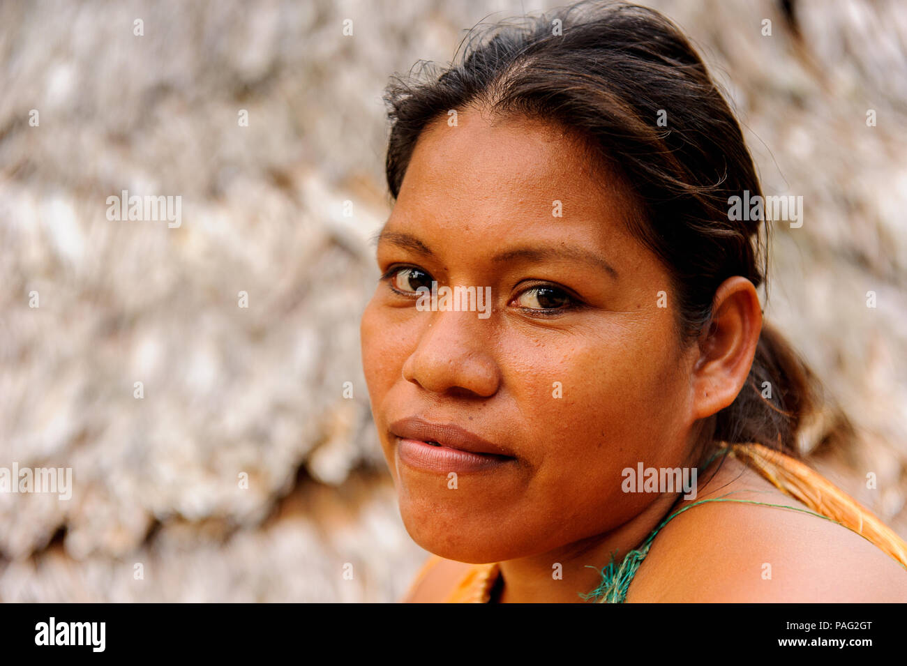 AMAZONIA, PERU - NOV 10, 2010: Unidentified Amazonian indigenous girl ...