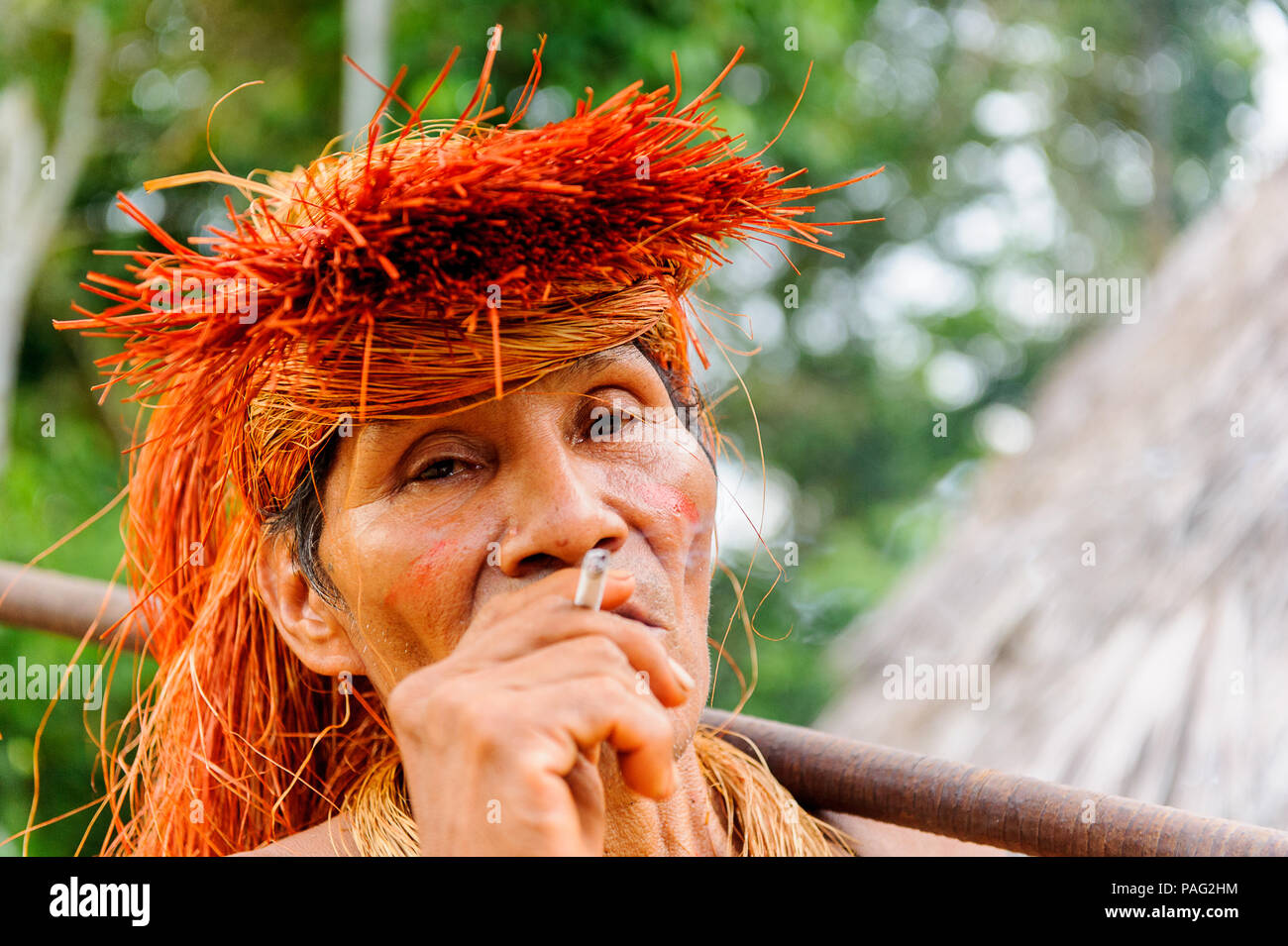 AMAZONIA, PERU - NOV 10, 2010: Unidentified Amazonian indigenous man ...