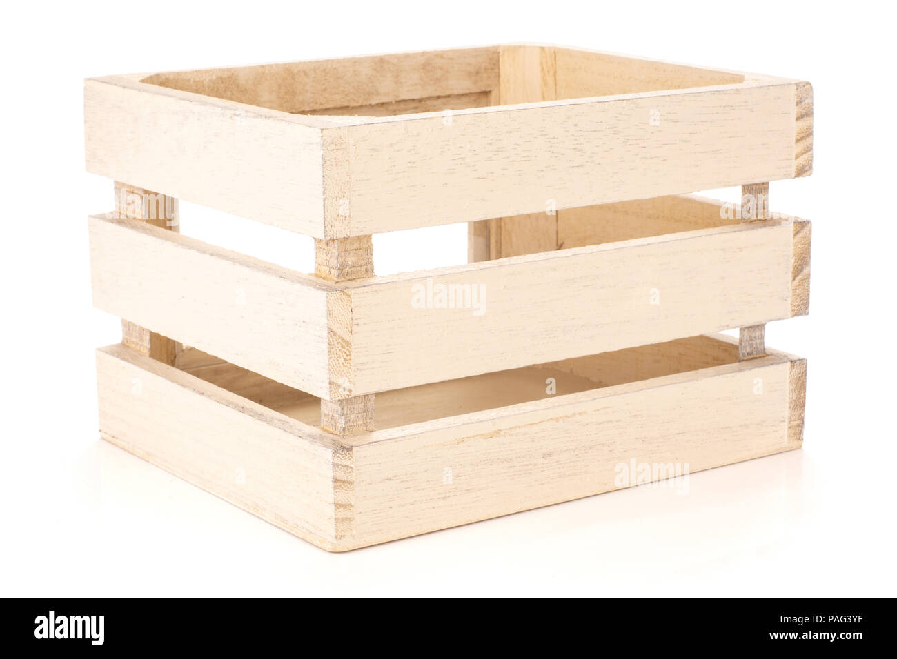 One whole kitchen tool slatted wooden box natural wood isolated on ...
